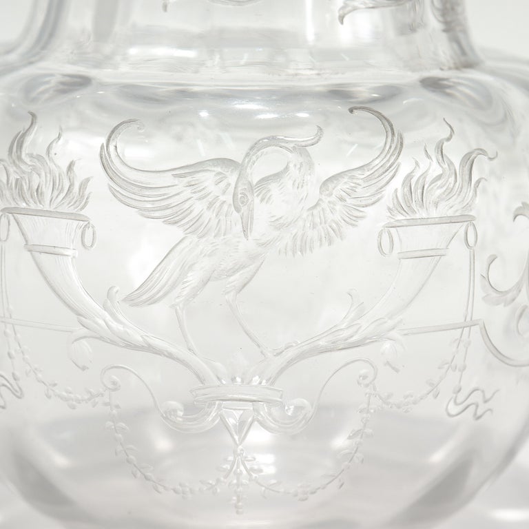 Antique Cut Glass Pitcher with Birds and Phoenix Attributed to Stevens ...