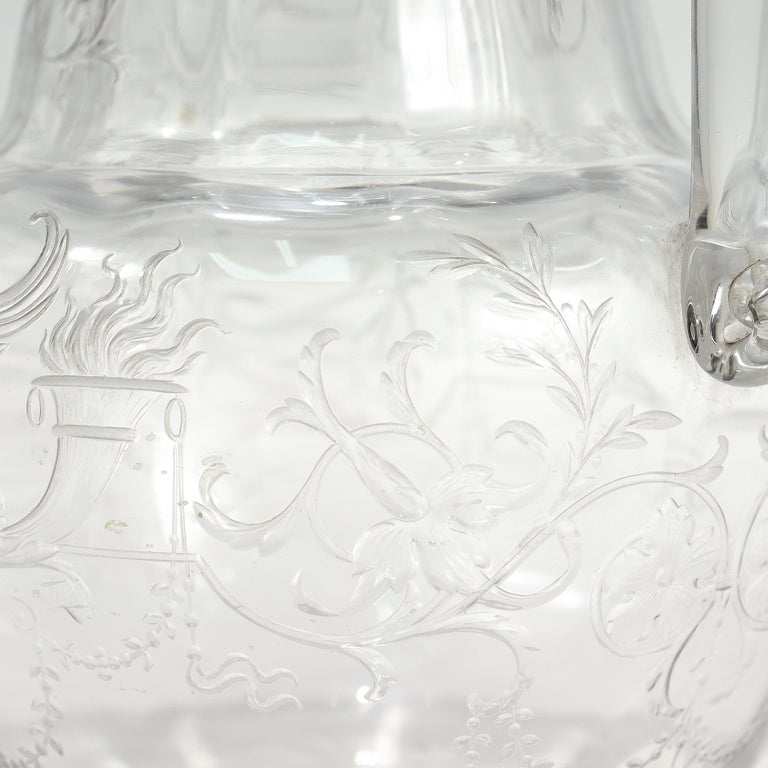 Antique Cut Glass Pitcher with Birds and Phoenix Attributed to Stevens ...