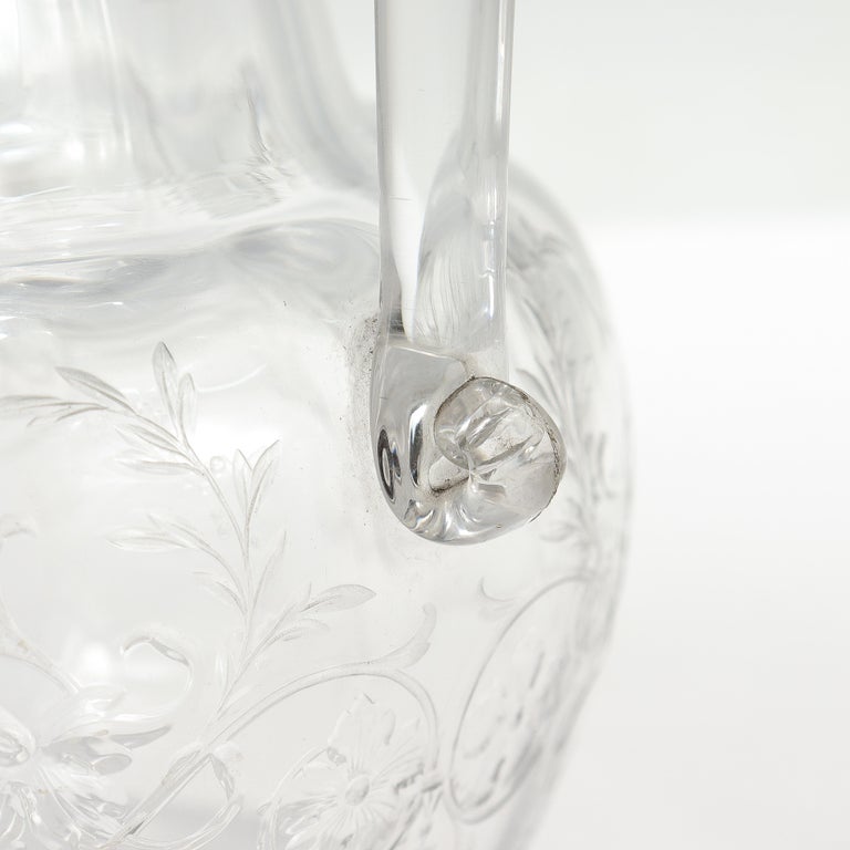 Antique Cut Glass Pitcher with Birds and Phoenix Attributed to Stevens ...