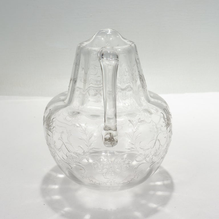 Antique Cut Glass Pitcher with Birds and Phoenix Attributed to Stevens ...