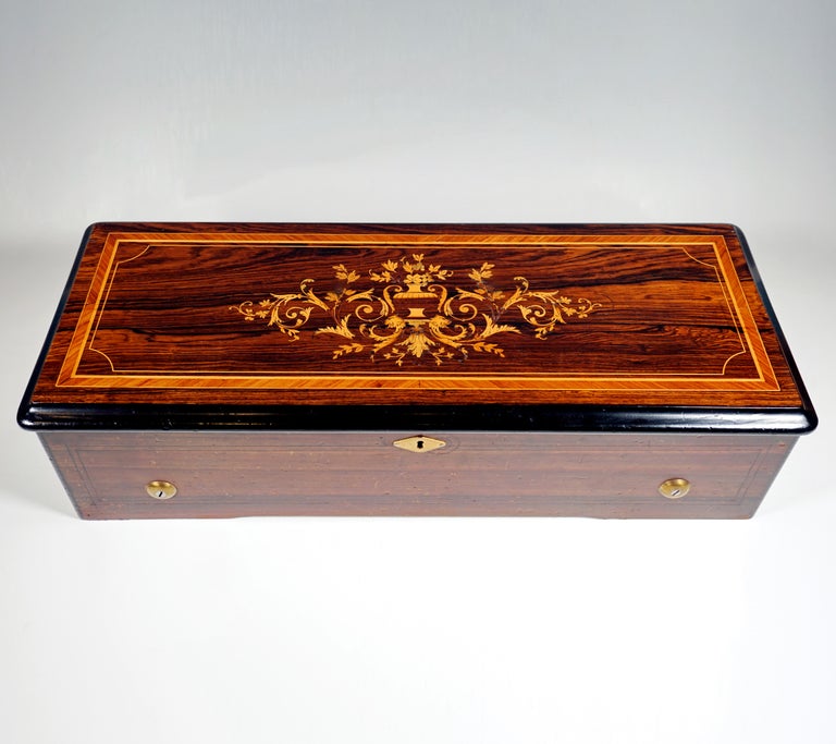 Antique Cylinder Music Box in Wooden Cassette, 10 Melodies, Around 1900 ...