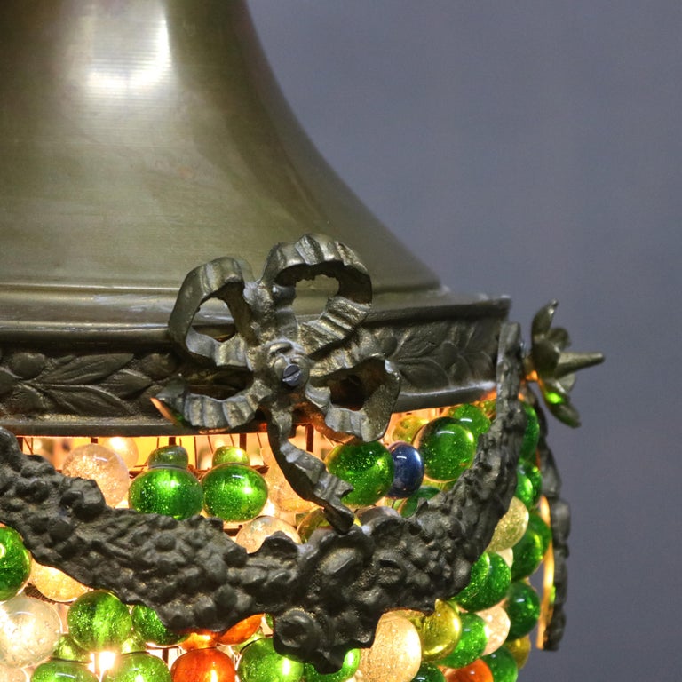 Antique Czechoslovakia Blown Glass Beaded Urn Pendant Ceiling Light at ...