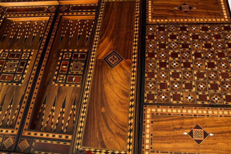 Antique Damascus Syrian Inlaid Card, Chess, Backgammon, Games table ...