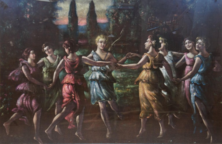 Antique Dance of Apollo w Muses Original Oil Painting After Baldassare ...