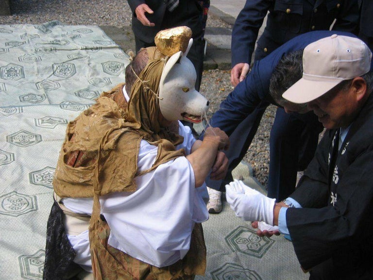 Antique, Danced, w/Patina Japanese Kitsune 'Fox' Mask w/Articulating ...