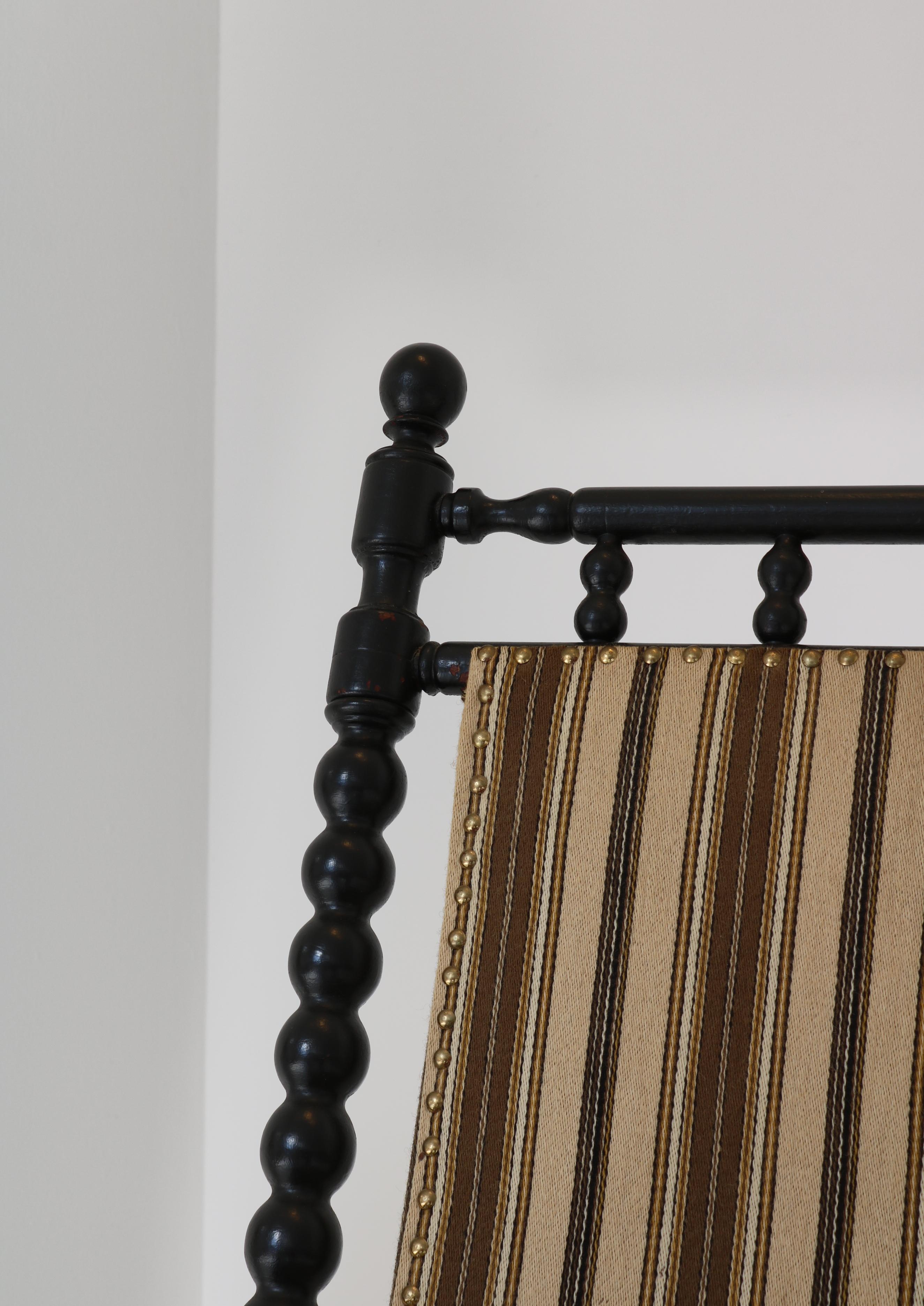 Antique Danish Bobbin "Rokkestol" Rocking Chair Black Lacquered and ...