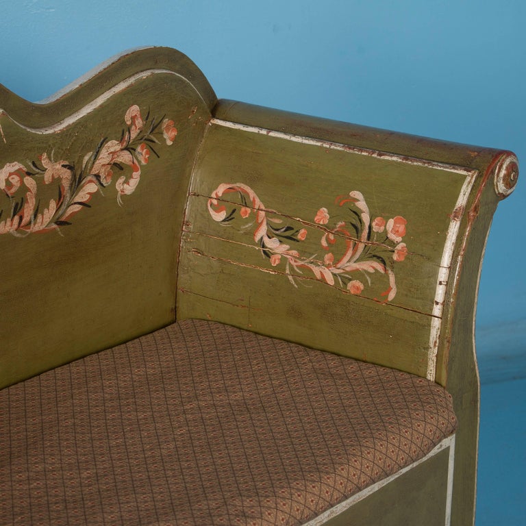Antique Danish Folk Art Painted Storage Bench at 1stDibs