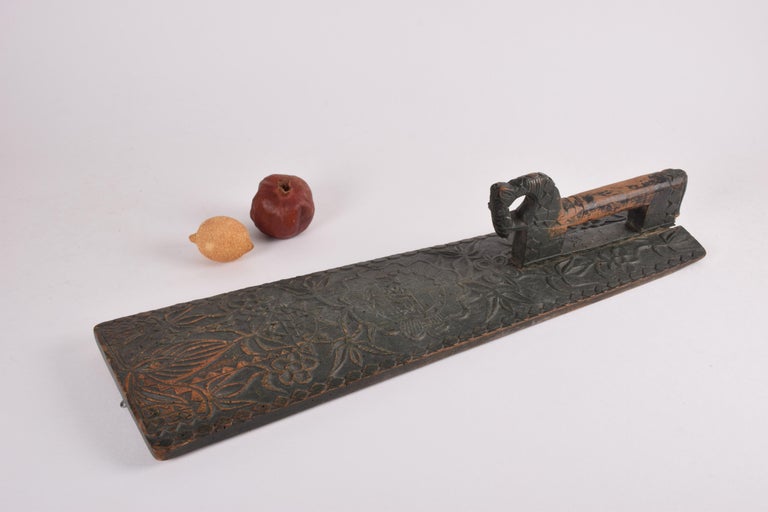 Antique Danish Mangle Board Wedding Love Gift Painted Wood with Horse ...