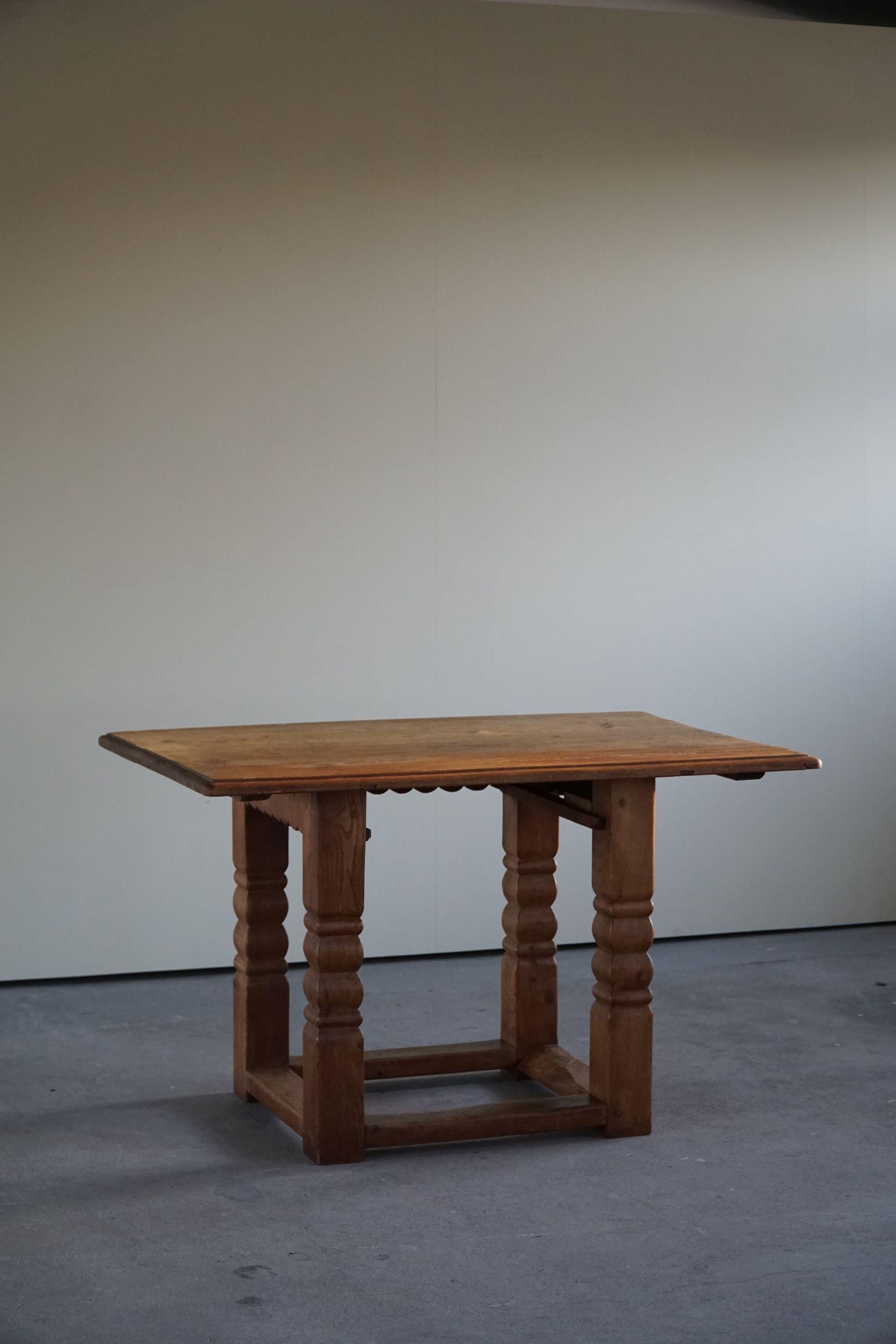 Antique Danish Rectangular Brutalist Desk in Solid Oak, Made in Early ...