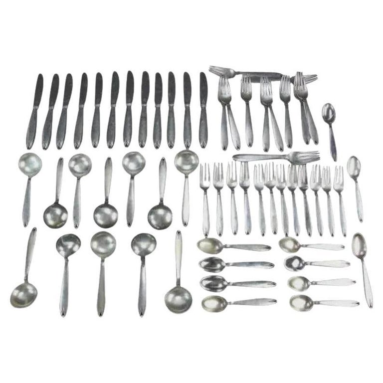 Antique Danish Sterling Silver Flatware Service for 12, Jensen Pattern ...
