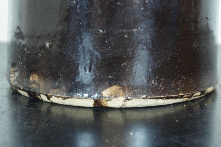 Antique Dark Brown Glaze Stoneware Crock Pot Pickling Canning Jar ...