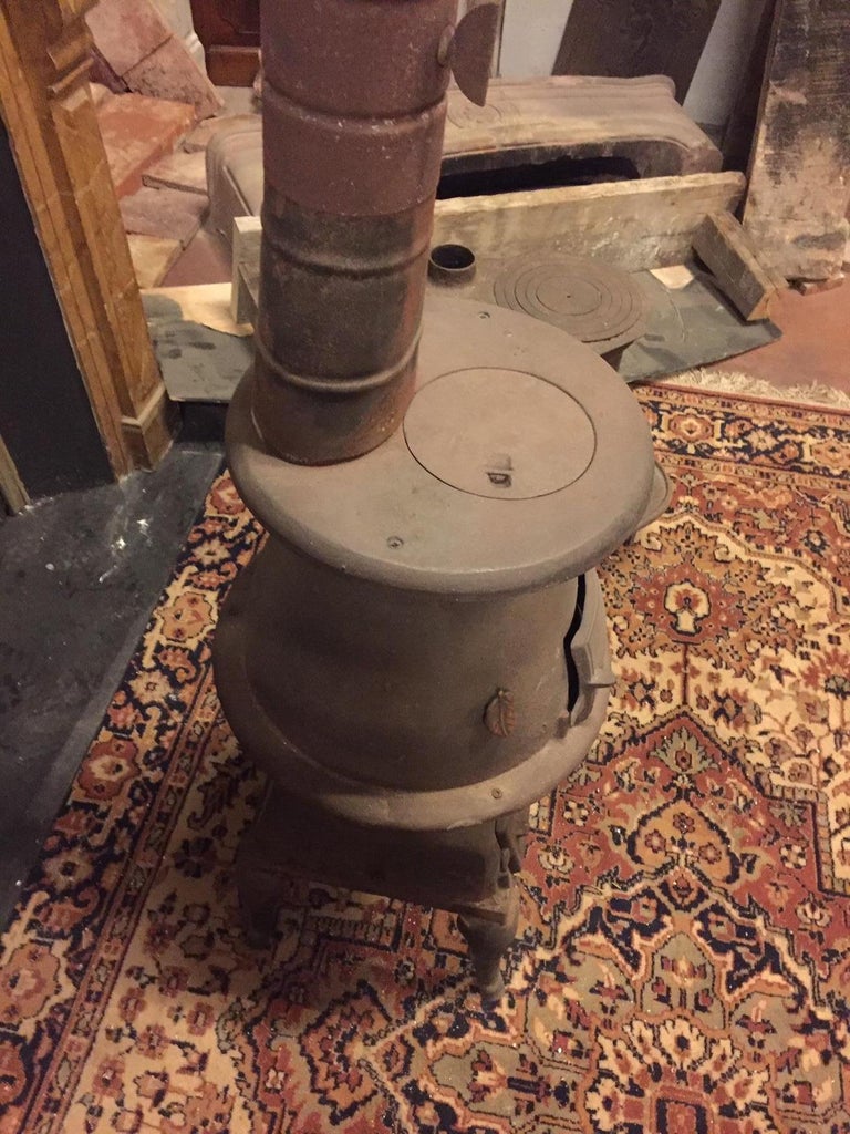 Antique Dark Wrought Iron Stove, Typically from the Italian Valleys ...