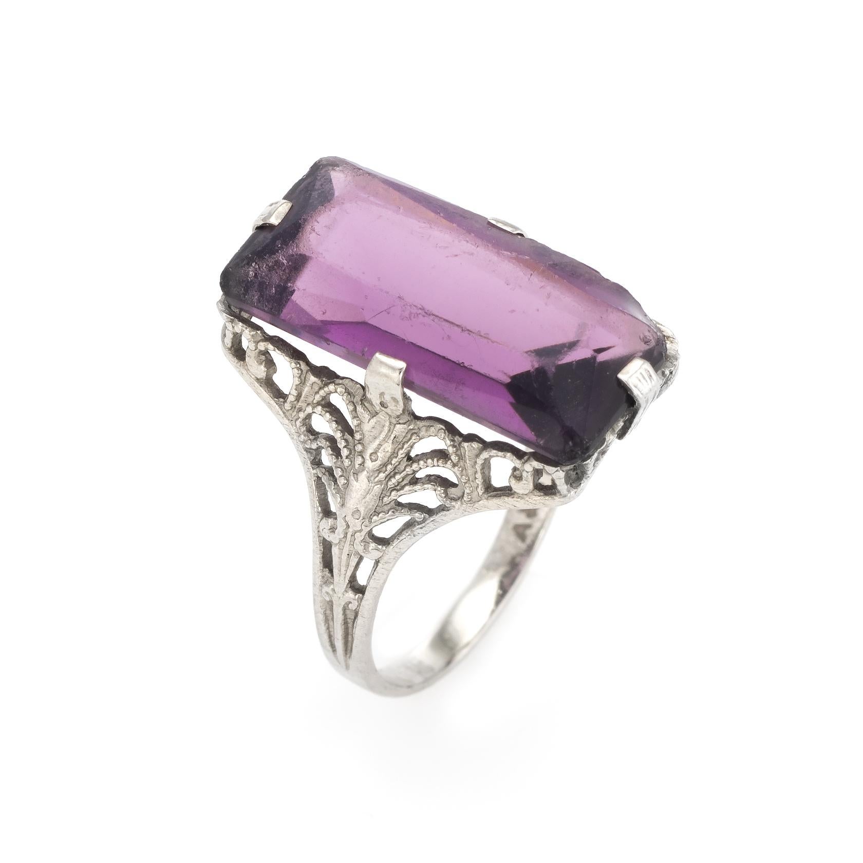 Antique Deco Amethyst Ring Vintage 10 Karat Gold Filigree Cocktail ...