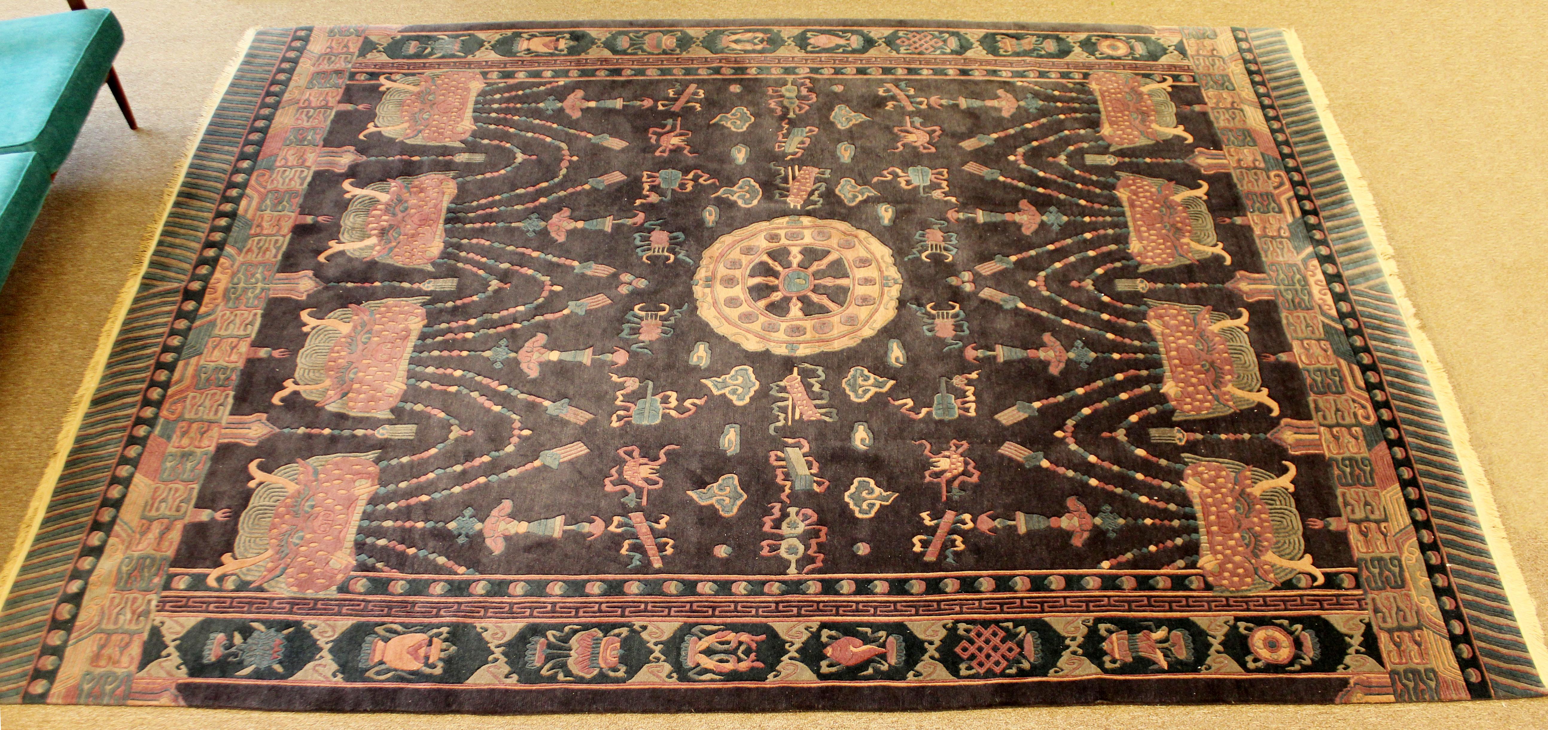Antique Deco Chinese Wool Large Rectangular Area Rug Carpet For Sale at ...