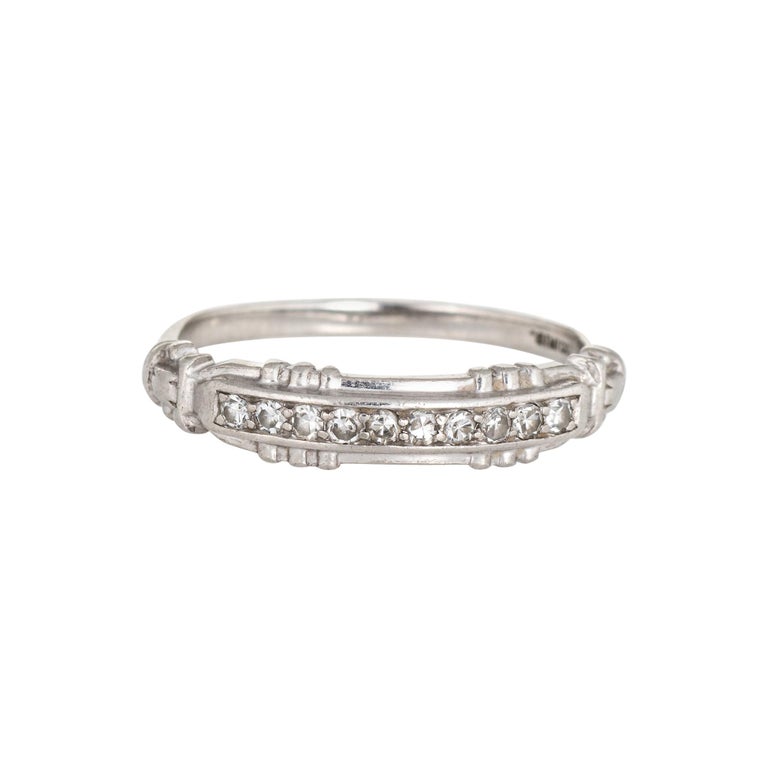 Antique Deco Diamond Band Platinum Vintage Wedding Ring Stacking ...