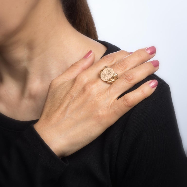 Antique Deco Egyptian Revival Signet Ring Sphinx Man Lion 14k Gold 10.5 ...