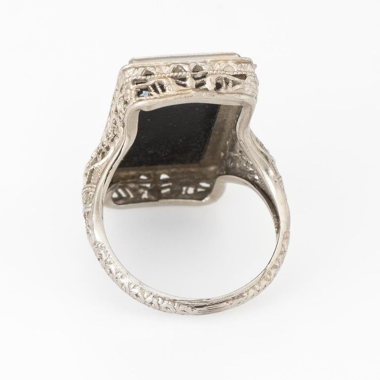 Antique Deco Music Sheet Ring Vintage 14 Karat White Gold Onyx For Sale ...