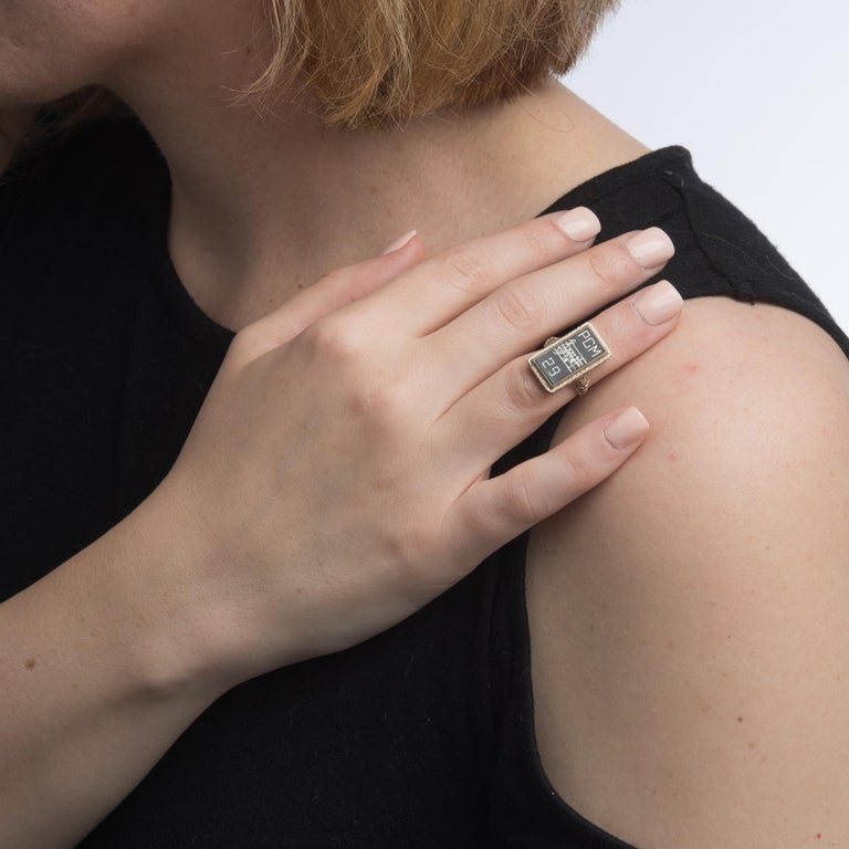 Antique Deco Music Sheet Ring Vintage 14 Karat White Gold Onyx For Sale ...