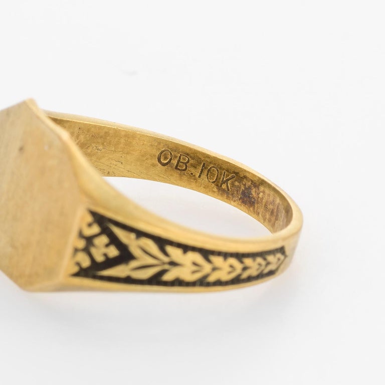 Antique Deco Ostby Barton Signet Ring Vintage 10 Karat Gold Estate ...