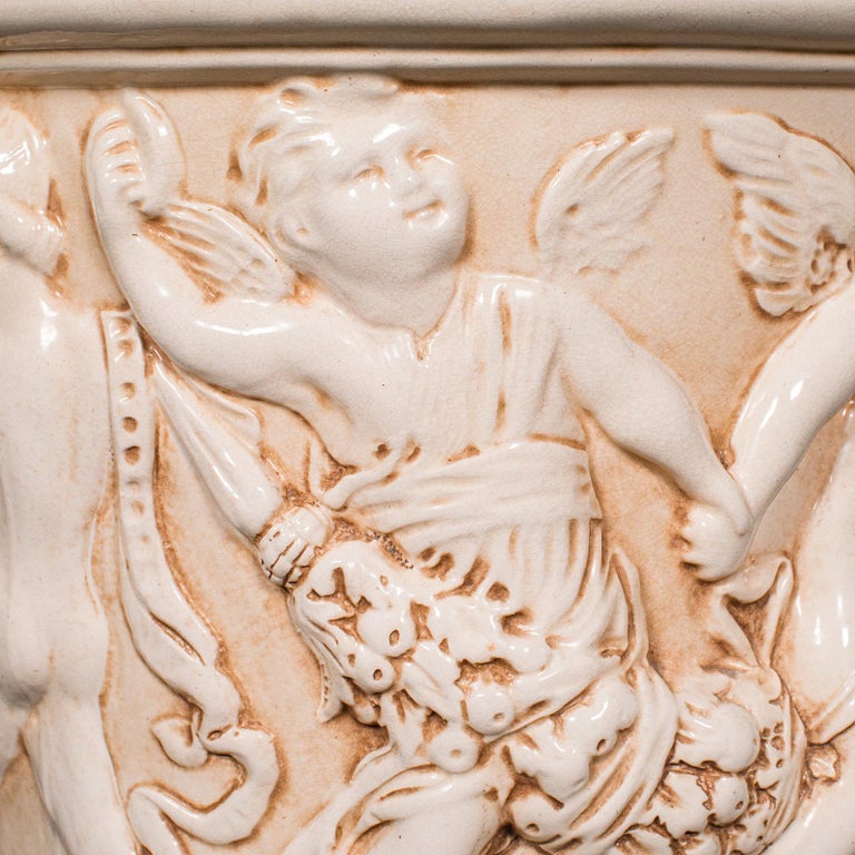 Antique Decorative Cherub Jardiniere, English, Ceramic Planter, Putti ...