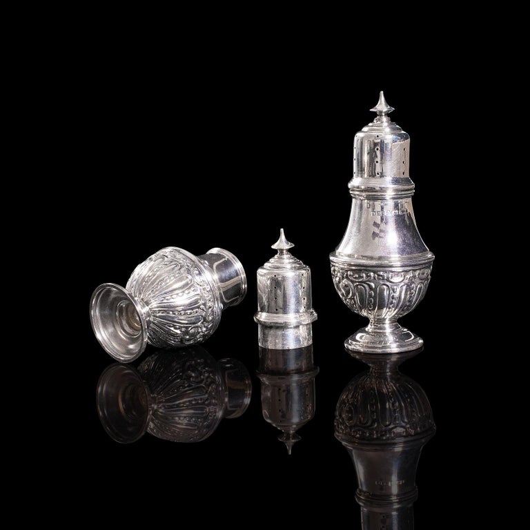 Antique Decorative Condiment Set, English, Silver, Hallmarked ...