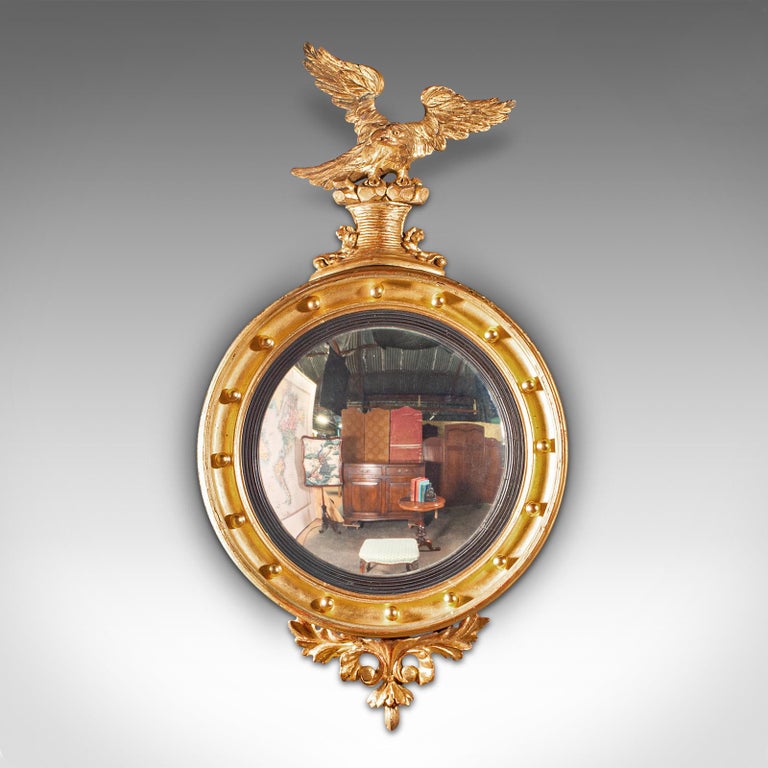 Antique Decorative Convex Mirror, English, Giltwood, Eagle Surmount ...