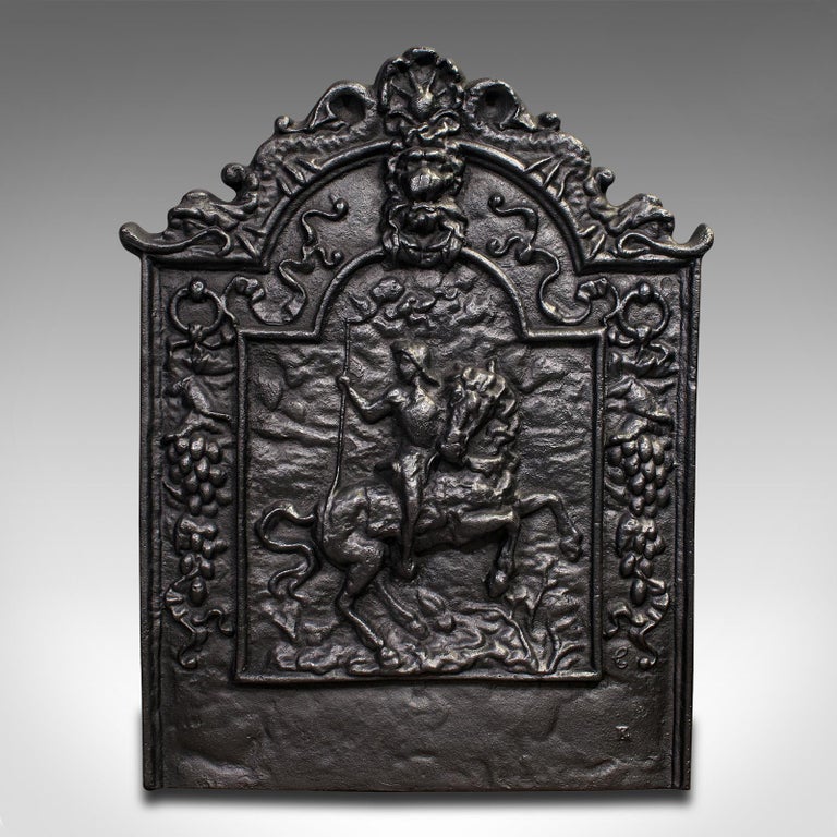 Antique Decorative Fire Backrest, English, Cast Iron, Fireplace Back ...