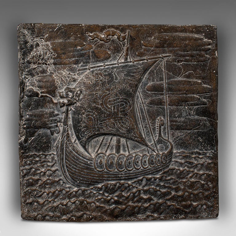 Antique Decorative Lead Plaque, Scandinavian, Viking, Arts and Crafts ...