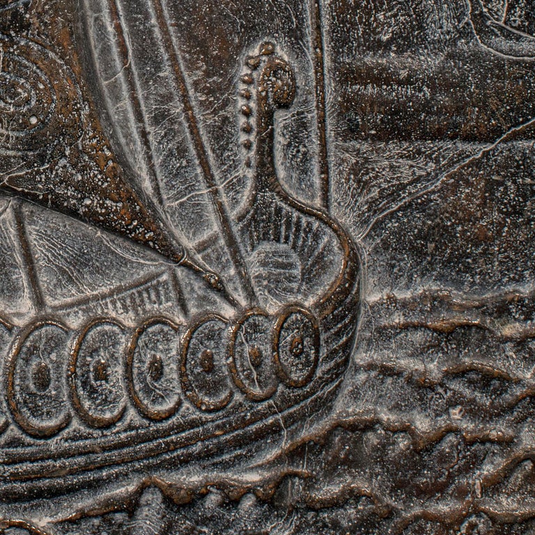 Antique Decorative Lead Plaque, Scandinavian, Viking, Arts and Crafts ...