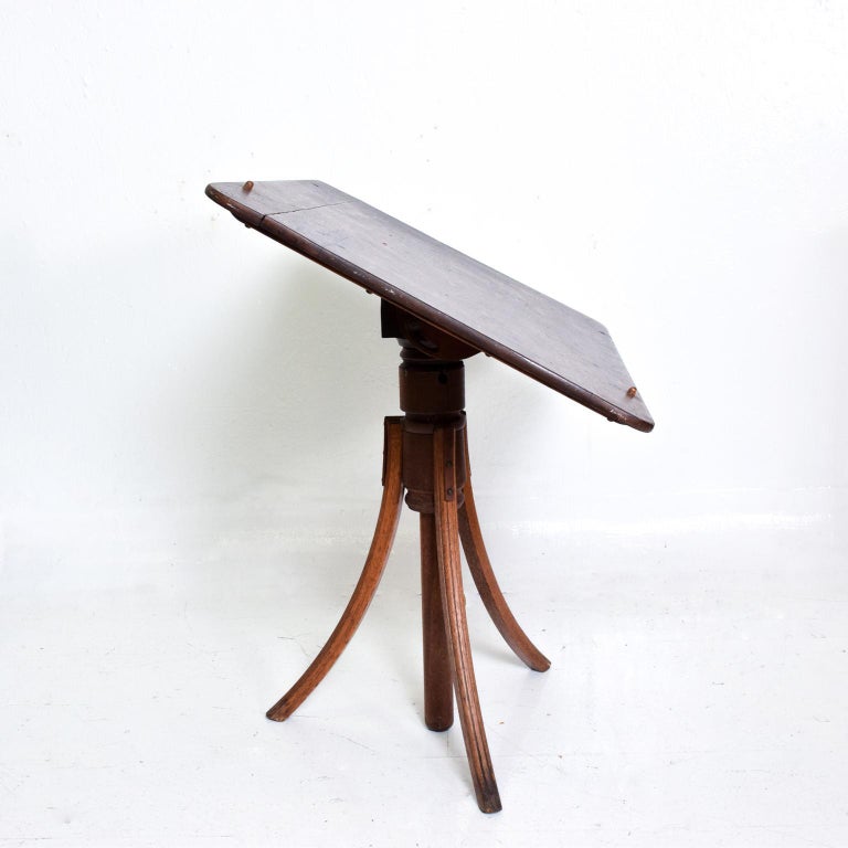 Antique Decorative Oak Drafting Table Adjustable Artist For Sale at 1stDibs