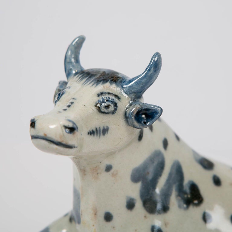 Antique Delft Blue and White Cow Made circa 1770 at 1stDibs
