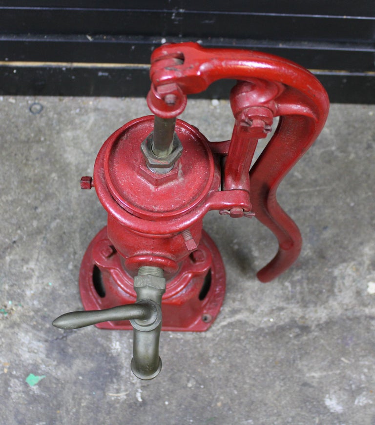 Antique Dempster #5 Red Cast Iron Hand Water Well Farm Pump w Brass ...