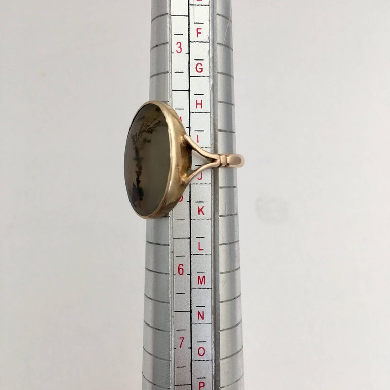 Antique Dendritic Tree Agate Gold Ring Edwardian Natural Moss Vintage ...