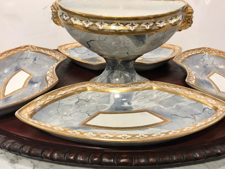 Antique Derby Marbleized Supper Set on Georgian Mahogany Tray For Sale ...