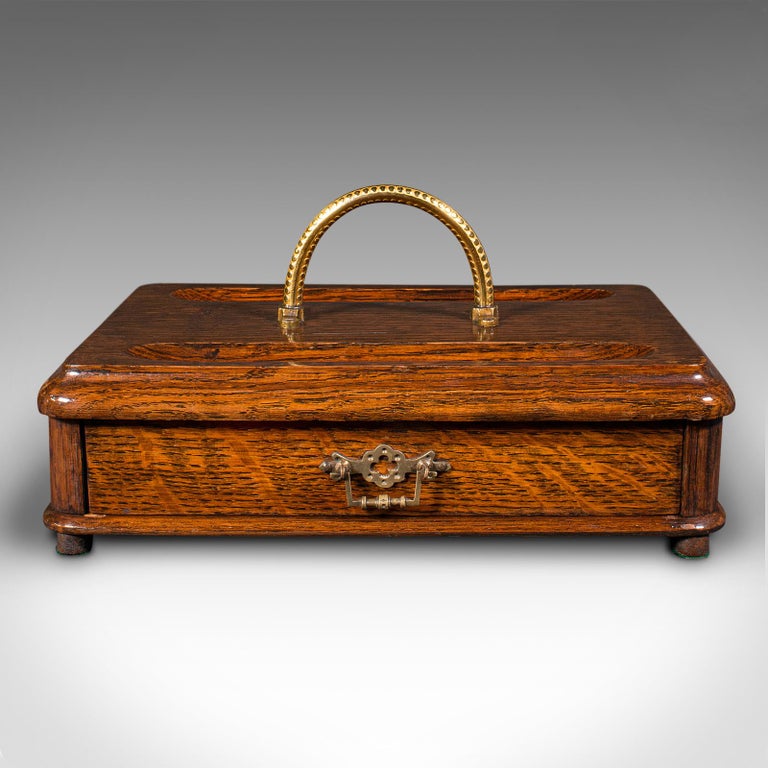 Antique Desk Tidy, English, Oak, Tabletop, Pen Tray, Document Drawer ...