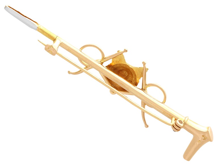 Antique Diamond 15ct Yellow and White Gold Fox Hunting Brooch For Sale ...
