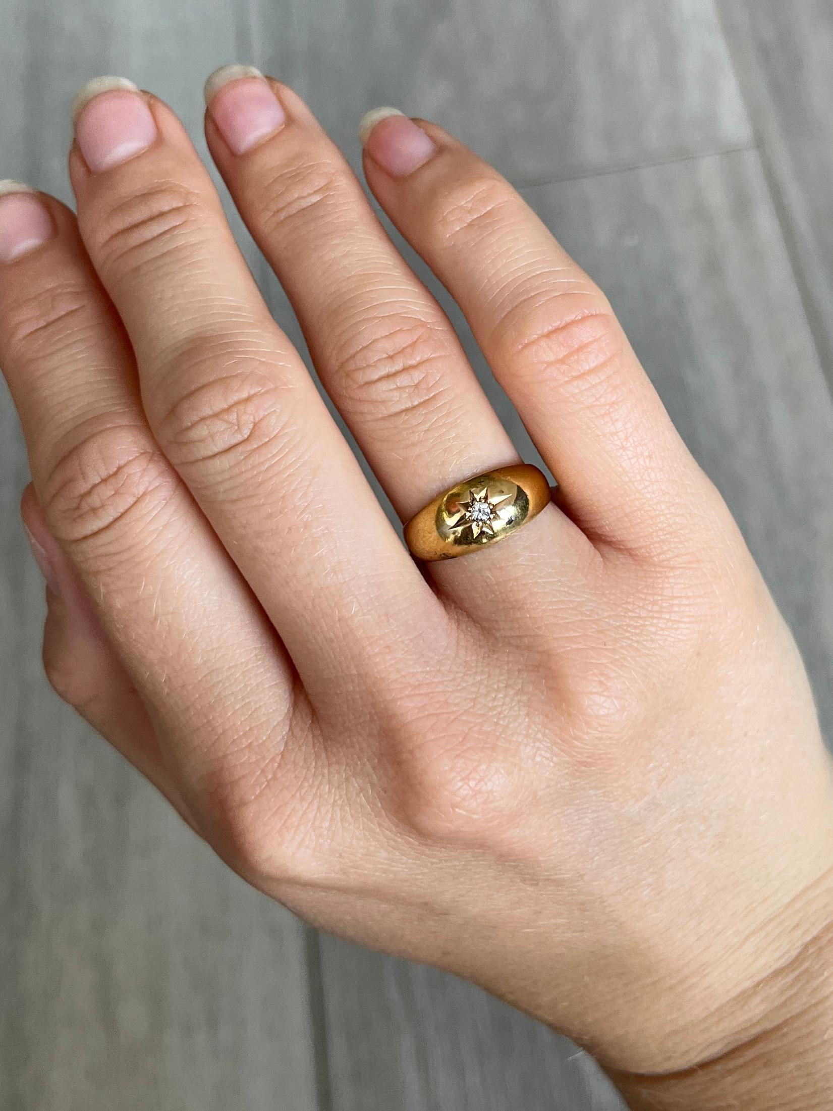 Antique Diamond and 18 Carat Gold Gypsy Band at 1stDibs | sapta dhatu ring