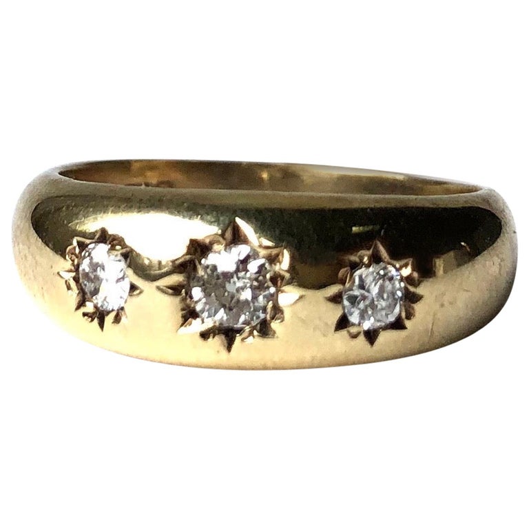 Antique Diamond and 9 Carat Gold Three-Stone Gypsy Ring at 1stDibs ...