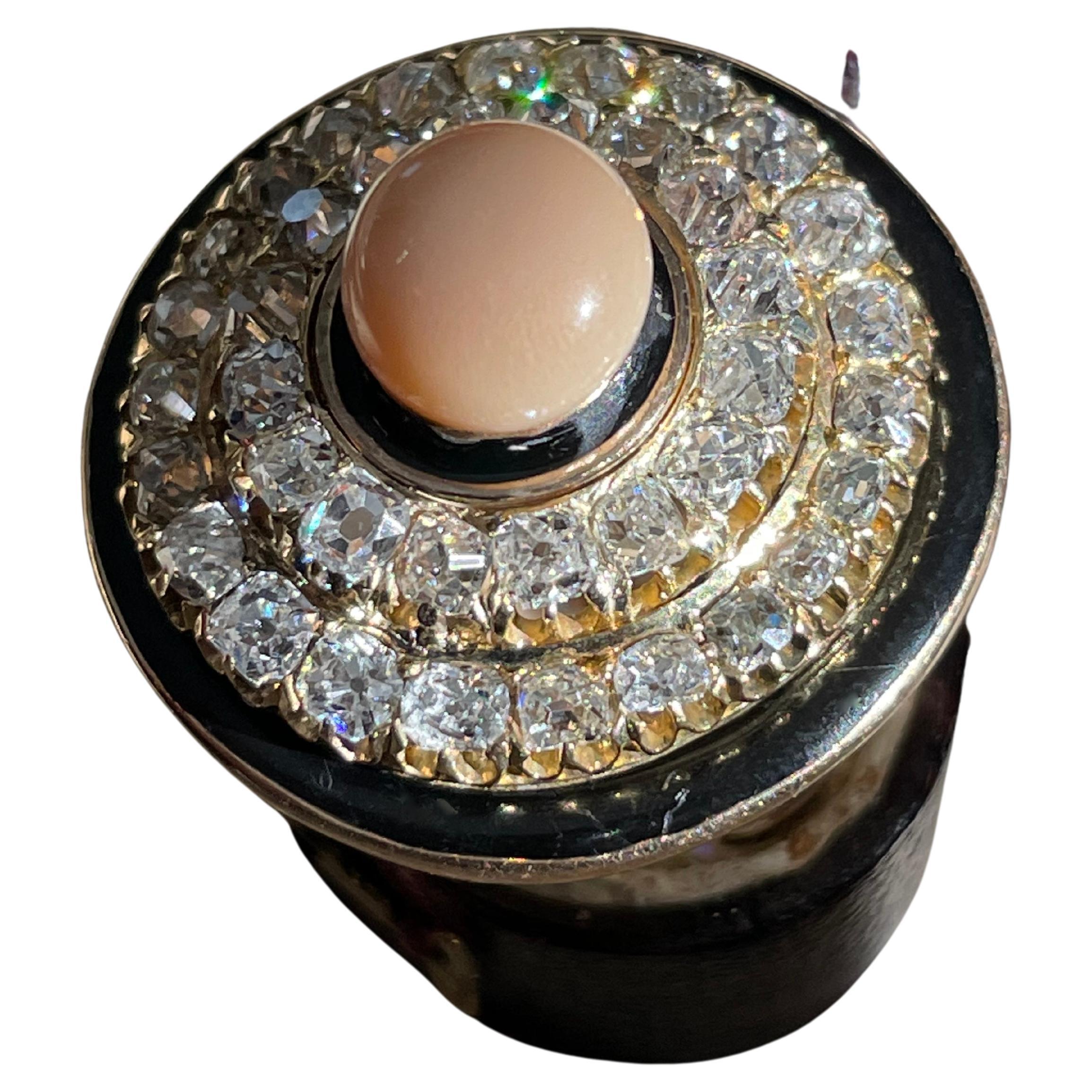Antique Diamond Conch Pearl Ring at 1stDibs