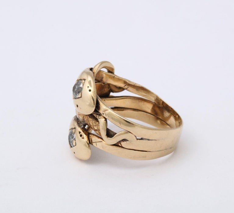 Antique Diamond and Gold Three Headed Snake Ring at 1stDibs