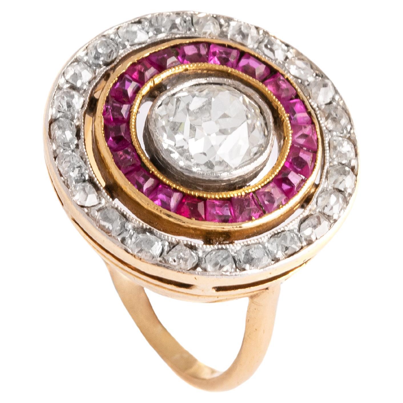 Antique Diamond Ruby Gold Ring For Sale at 1stDibs