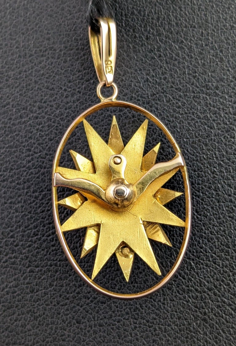 Antique Diamond and Split Pearl Star Pendant, 9k Gold, Blue Enamel For ...