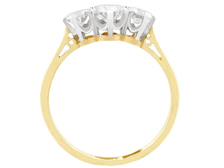 Antique Diamond and Yellow Gold Trilogy Engagement Ring For Sale at 1stDibs