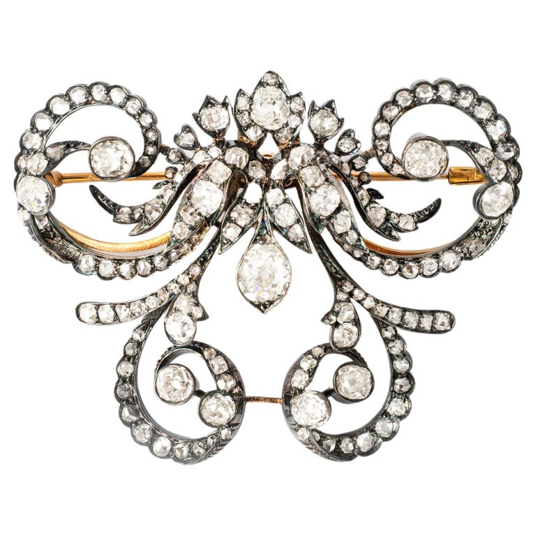 Tiara Convertible Diamond Antique Brooch For Sale at 1stDibs