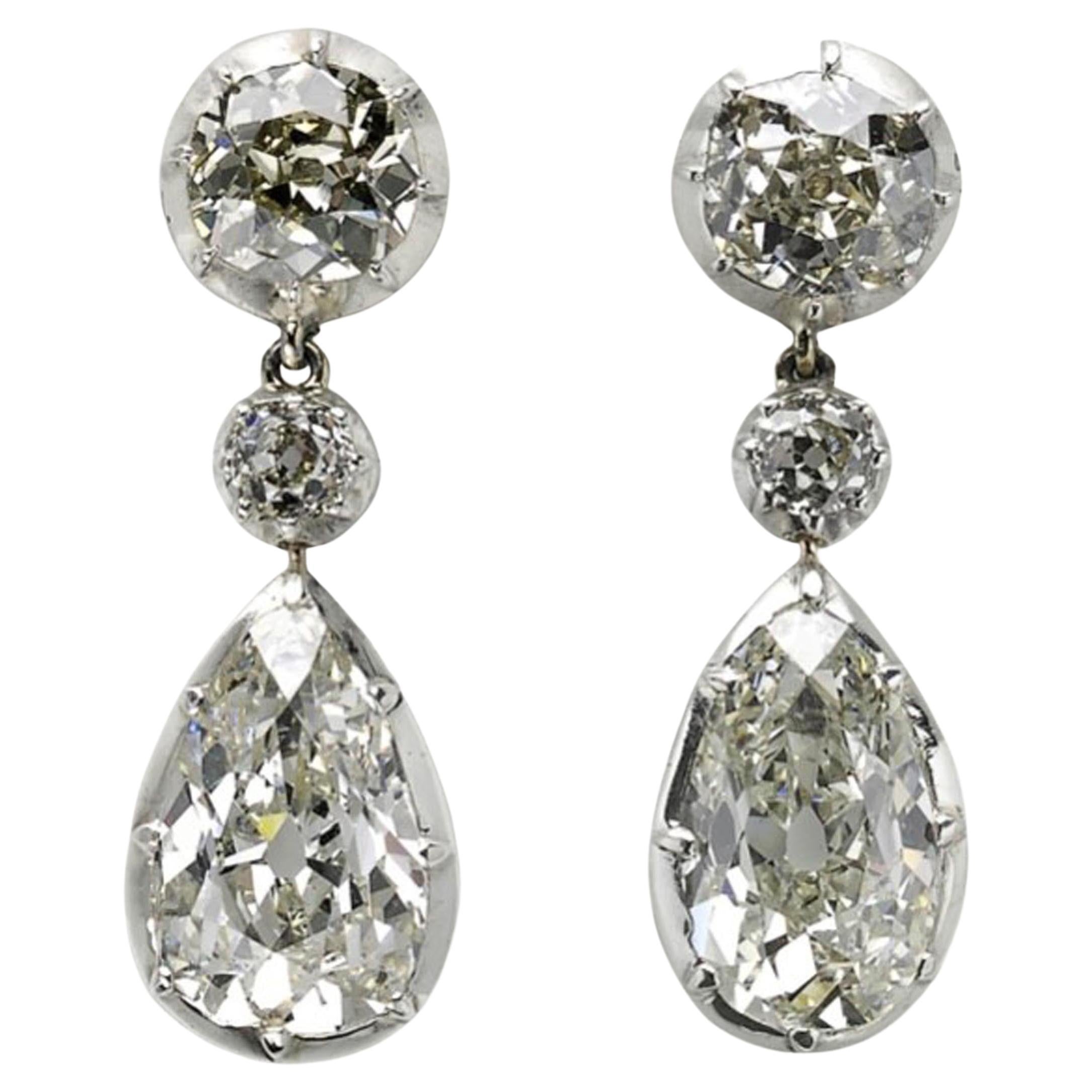 Antique Diamond Earrings, Circa 1890 For Sale at 1stDibs