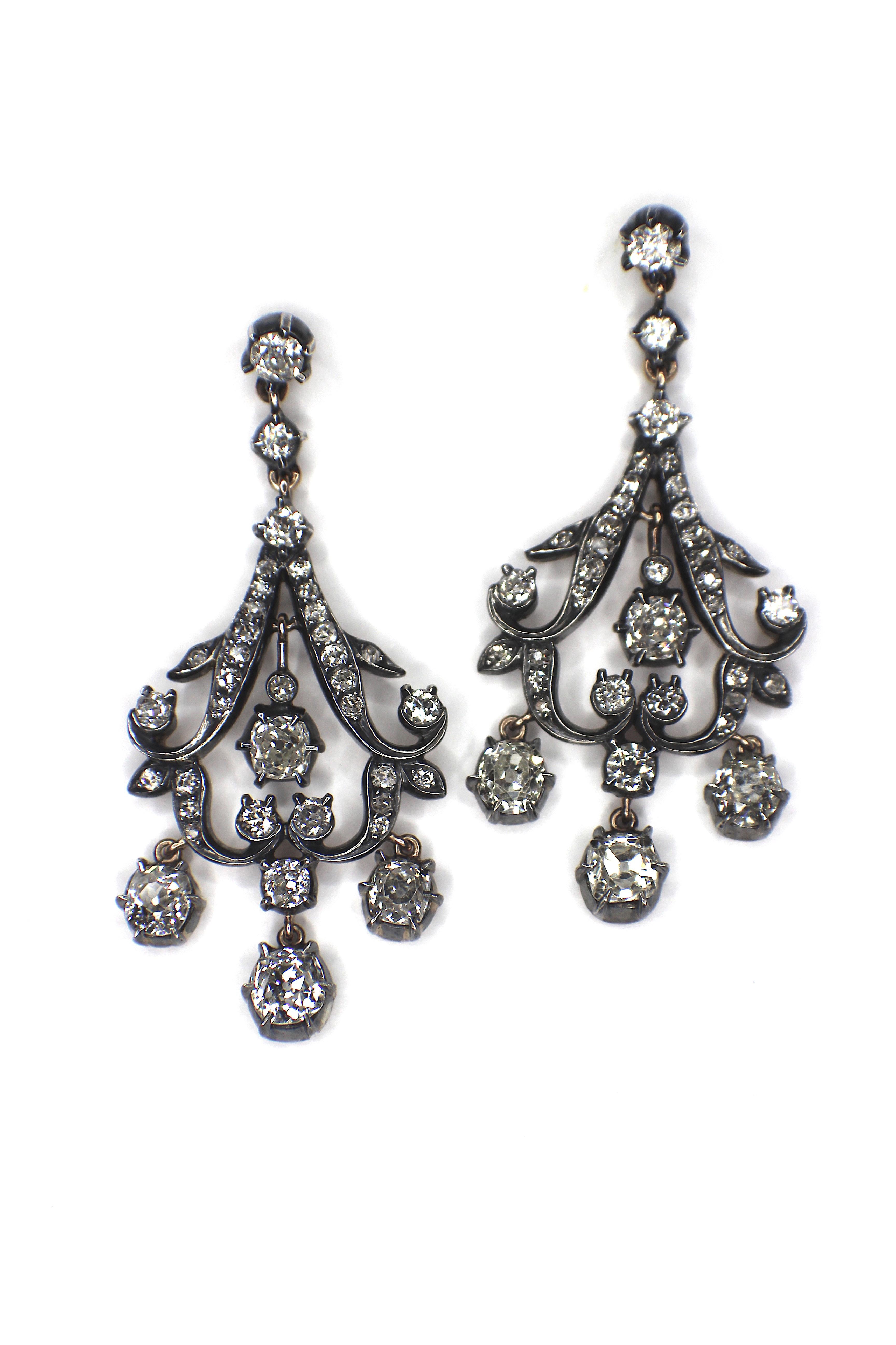 GEMOLITHOS Antique Diamond Earrings, 1890s For Sale at 1stDibs | 1890s ...