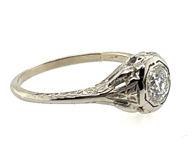 Antique Diamond Engagement Ring GIA .54ct 18K Love Bird Deco Original ...