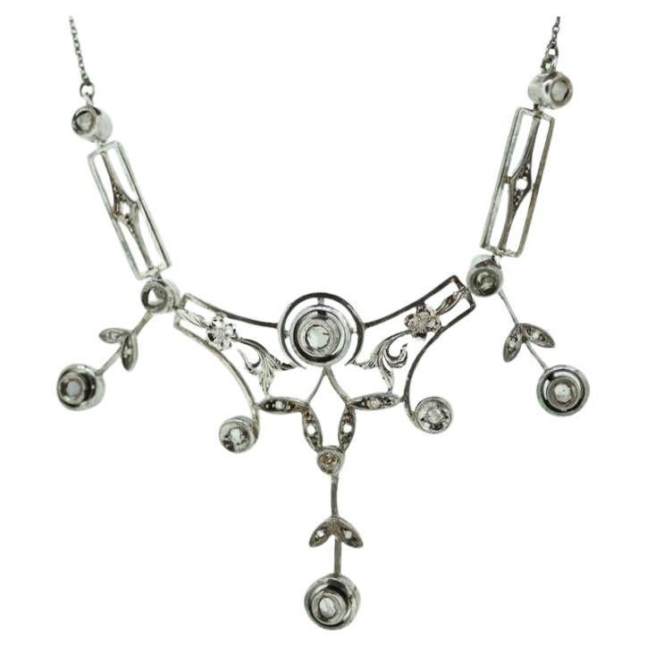 Antique Diamond lavaliere. Sterling Silver with a rough cut diamond ...