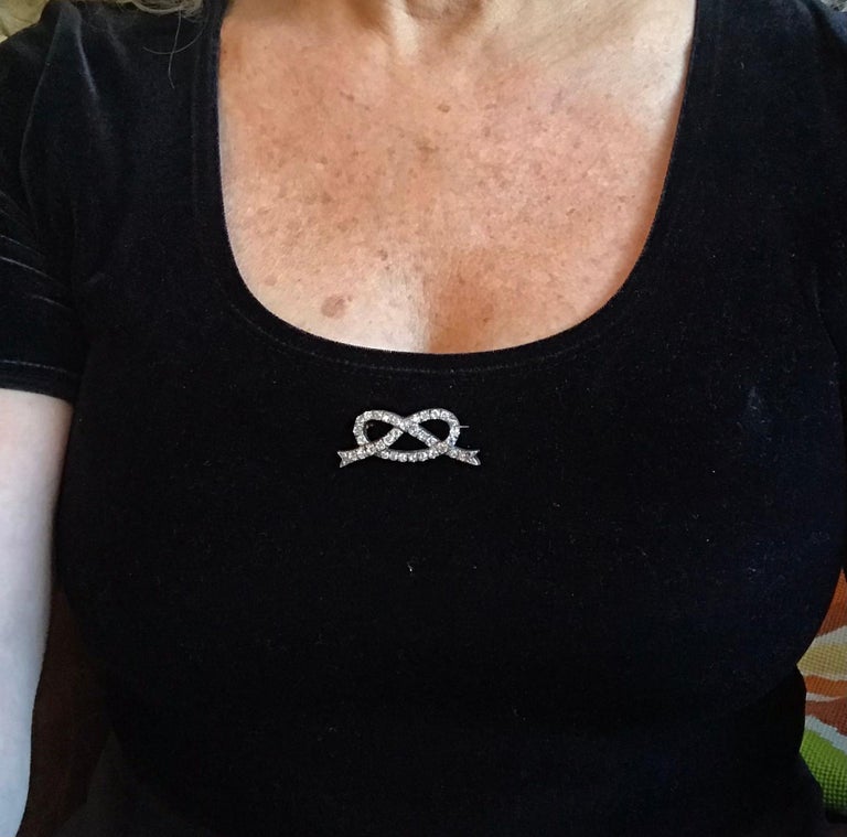 Antique Diamond Love Knot Pin For Sale at 1stDibs