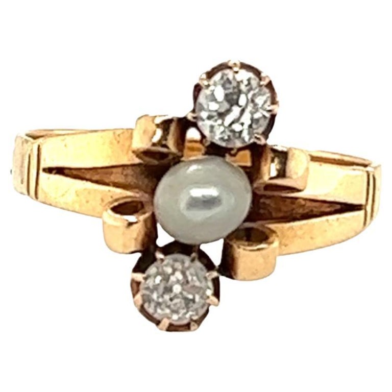 Antique Diamond Pearl Cocktail Ring .40ct 14K Victorian Vintage ...